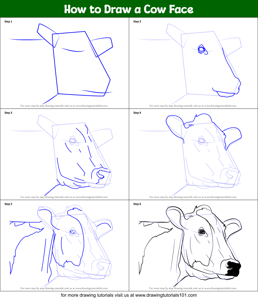 How To Draw A Cow Face Animal Faces Step By Step How To Draw A Cow Face Animal Faces Step By Step