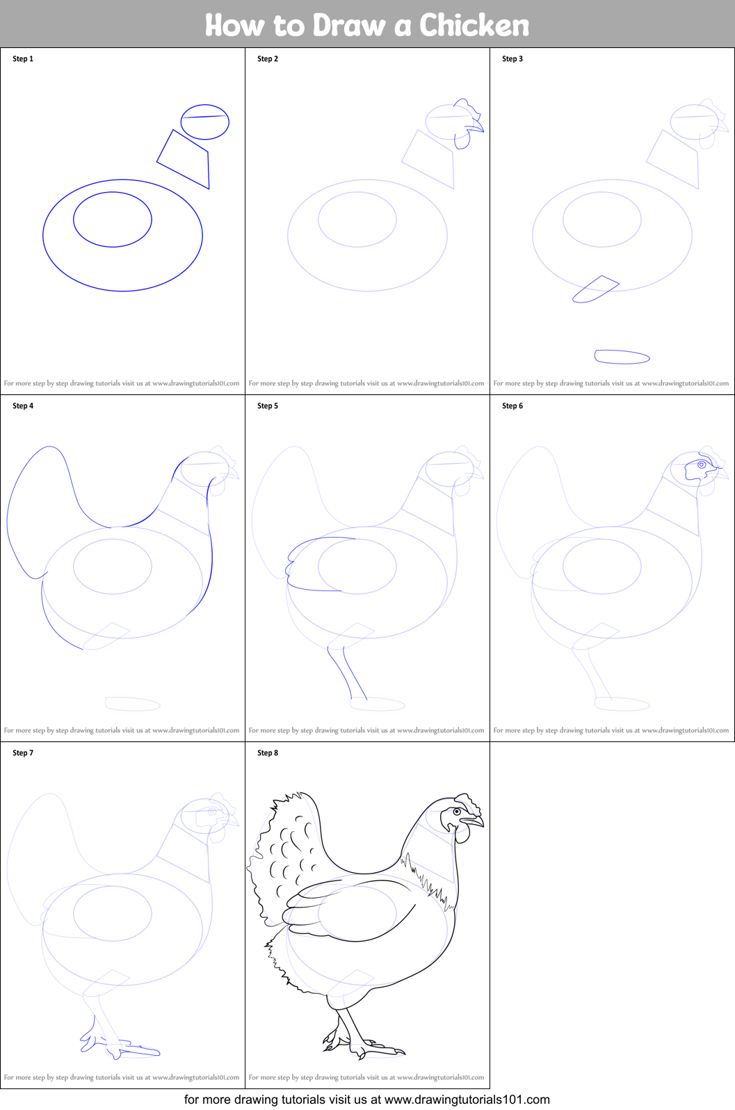 How To Draw A Chicken Farm Animals Step By Step DrawingTutorials101 How To Draw A Chicken Farm Animals Step By Step DrawingTutorials101