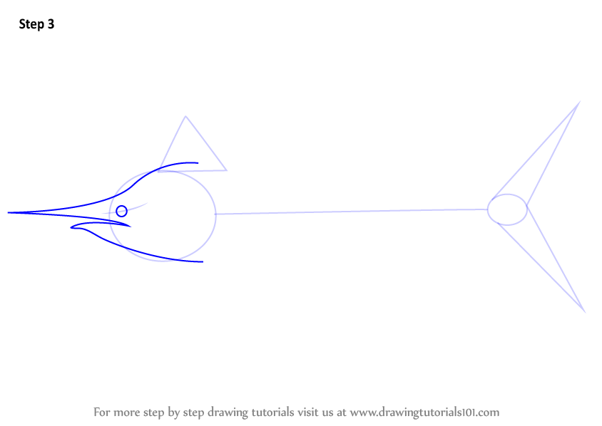 How to Draw a Black Marlin (Fishes) Step by Step | DrawingTutorials101.com
