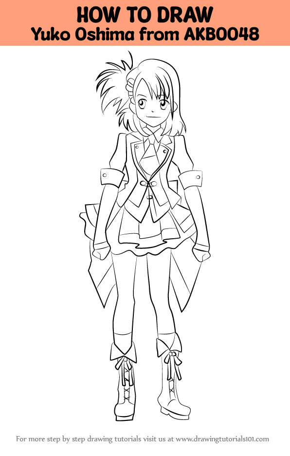 How to Draw Yuko Oshima from AKB0048 (AKB0048) Step by Step ...