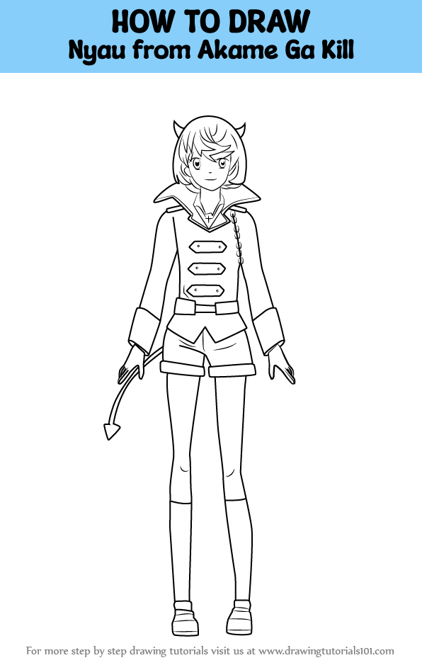 How to Draw Nyau from Akame Ga Kill (Akame Ga Kill) Step by Step ...