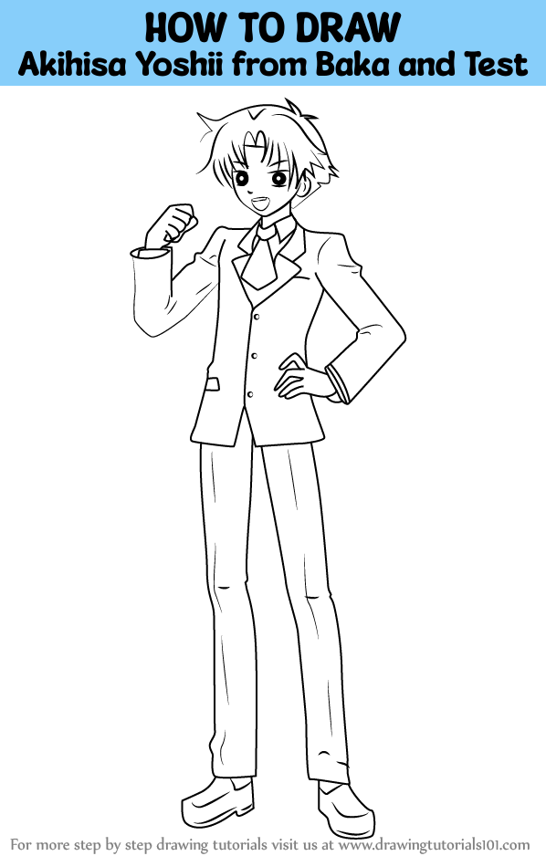 How to Draw Akihisa Yoshii from Baka and Test (Baka and Test) Step by ...