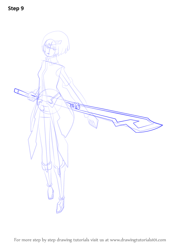 How to Draw Nana Gray from Black Rock Shooter (Black Rock Shooter) Step ...