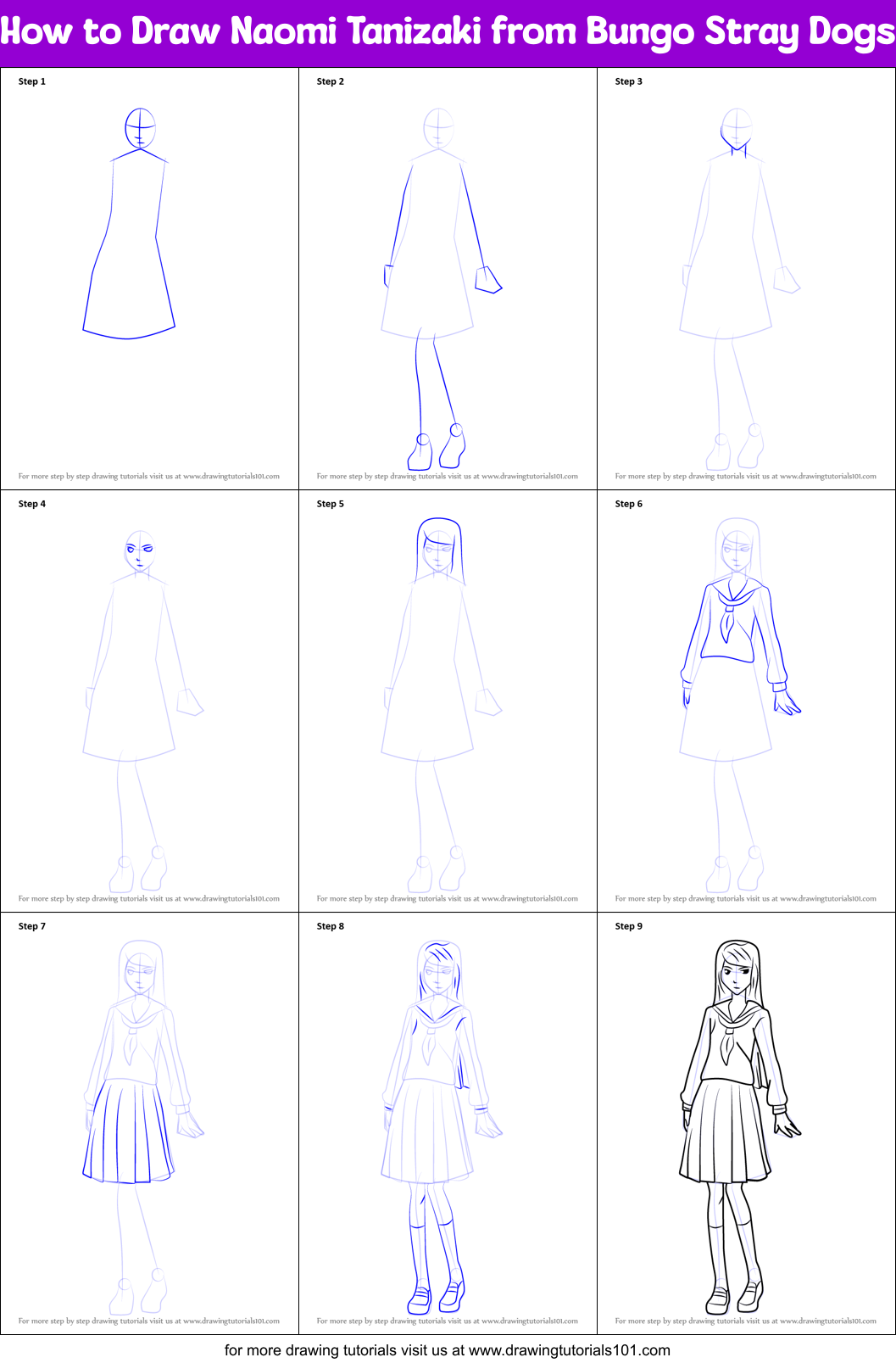 How to Draw Naomi Tanizaki from Bungo Stray Dogs (Bungo Stray Dogs ...