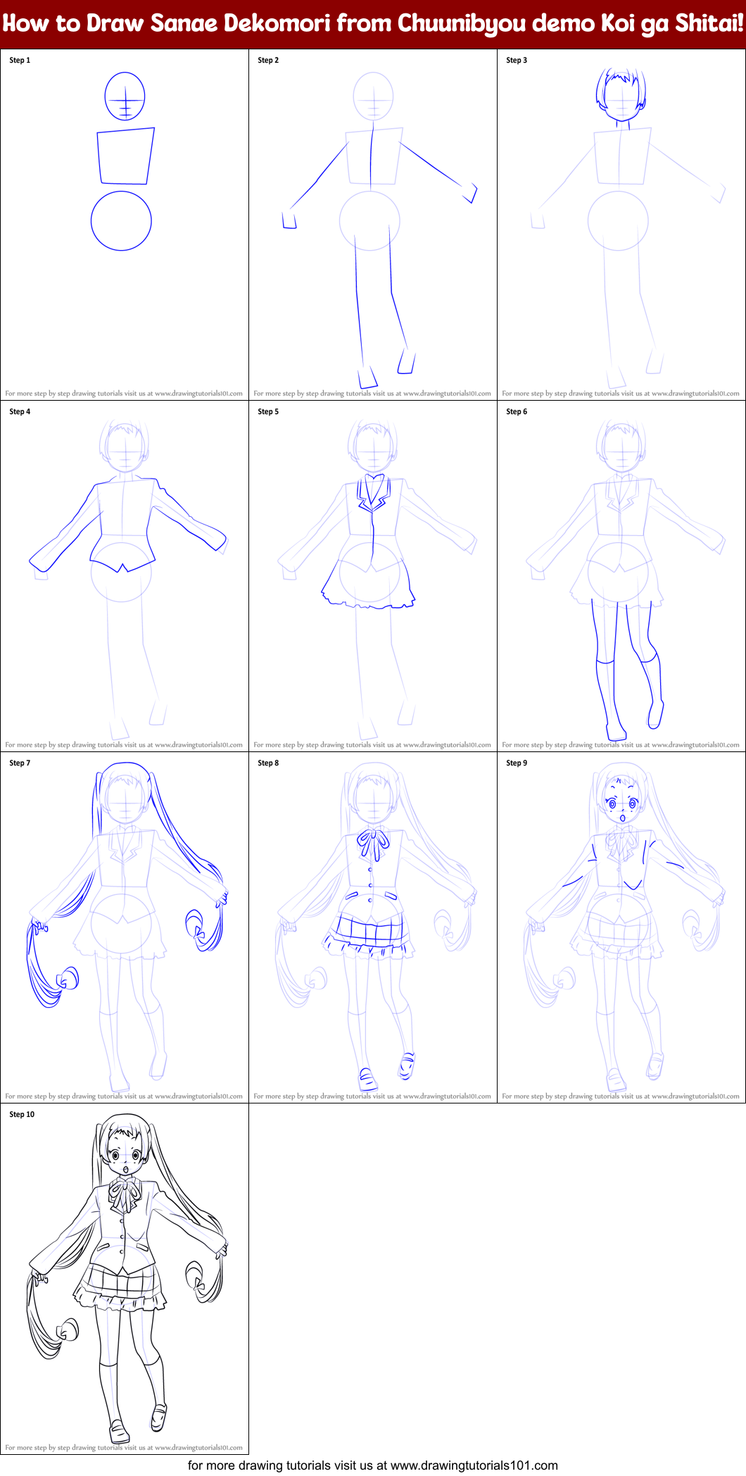 How to Draw Sanae Dekomori from Chuunibyou demo Koi ga Shitai ...