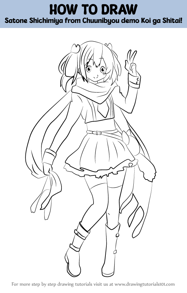 How to Draw Satone Shichimiya from Chuunibyou demo Koi ga Shitai ...