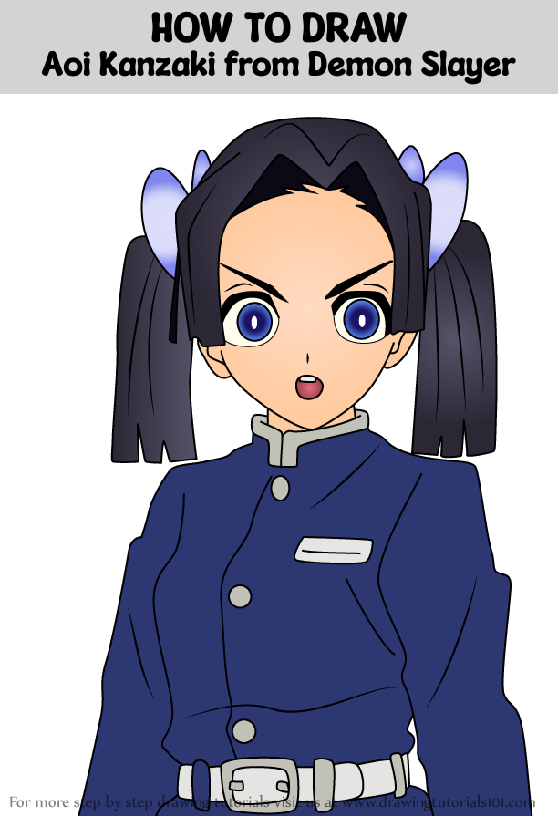 How to Draw Aoi Kanzaki from Demon Slayer (Demon Slayer) Step by Step ...