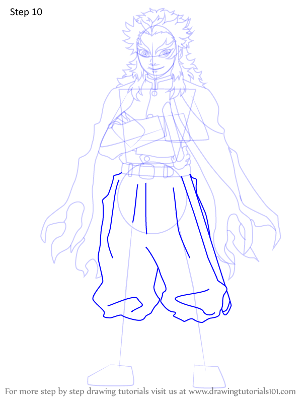 How to Draw Kyojuro Rengoku from Demon Slayer (Demon Slayer) Step by ...