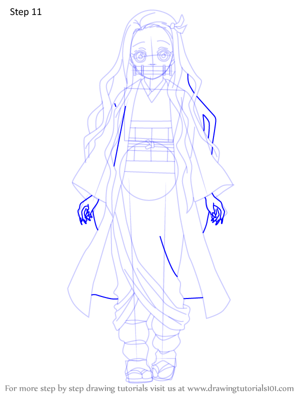 How to Draw Nezuko Kamado from Demon Slayer (Demon Slayer) Step by Step | DrawingTutorials101.com