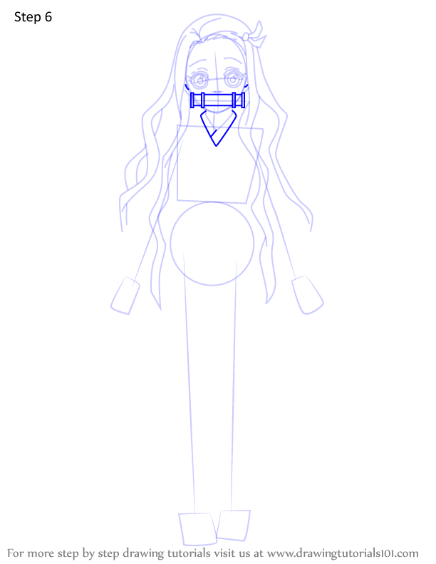 How to Draw Nezuko Kamado from Demon Slayer (Demon Slayer) Step by Step | DrawingTutorials101.com