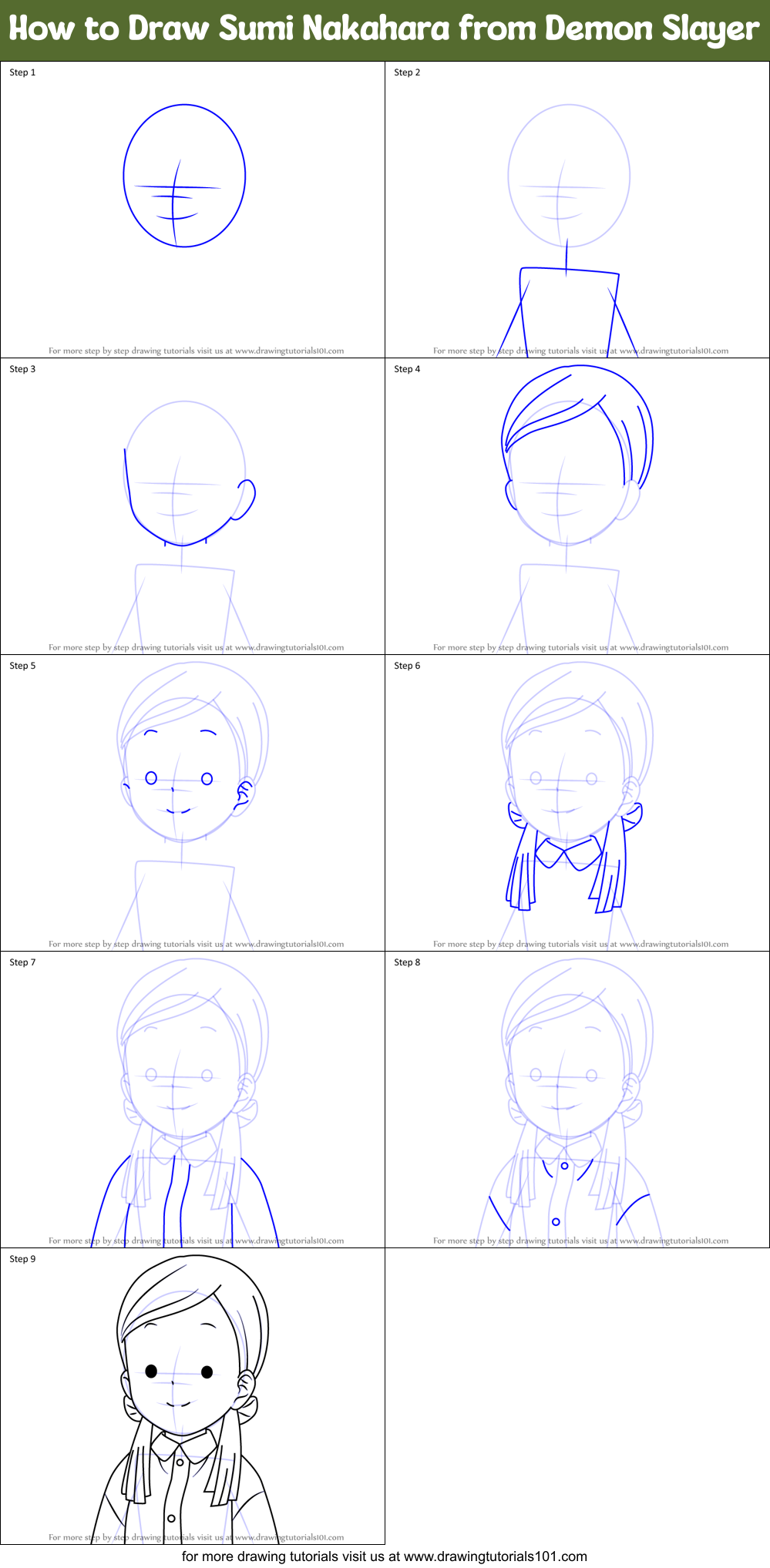 How to Draw Sumi Nakahara from Demon Slayer (Demon Slayer) Step by Step ...