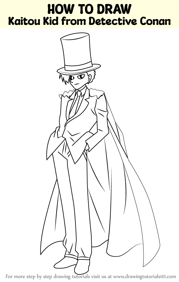 How to Draw Kaitou Kid from Detective Conan (Detective Conan) Step by ...