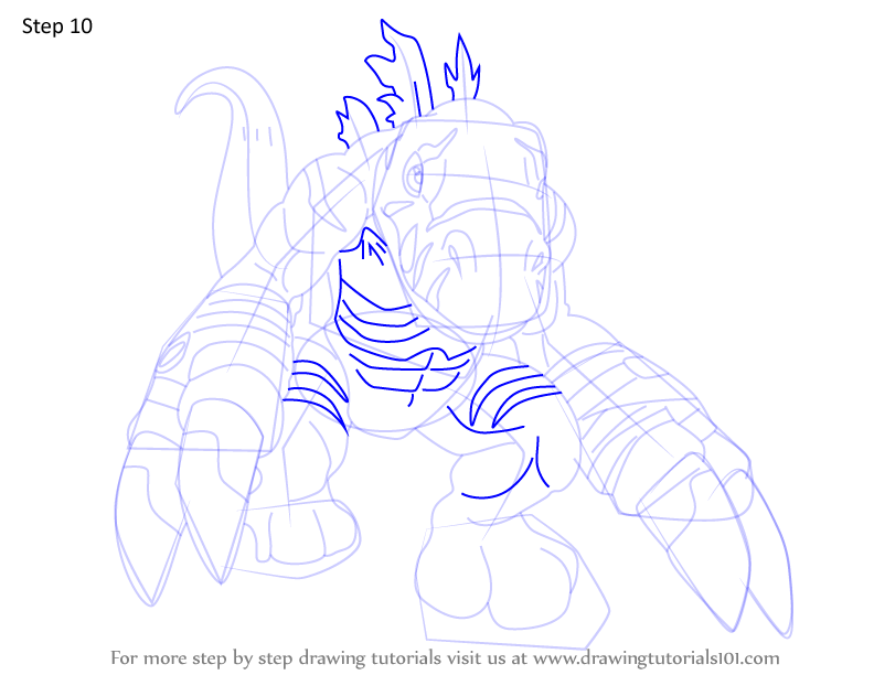 How to Draw DarkTyrannomon from Digimon (Digimon) Step by Step ...