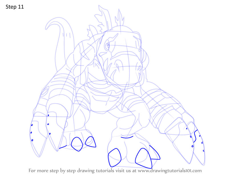 How to Draw DarkTyrannomon from Digimon (Digimon) Step by Step ...