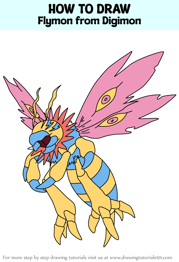How to Draw Flymon from Digimon (Digimon) Step by Step | DrawingTutorials101.com