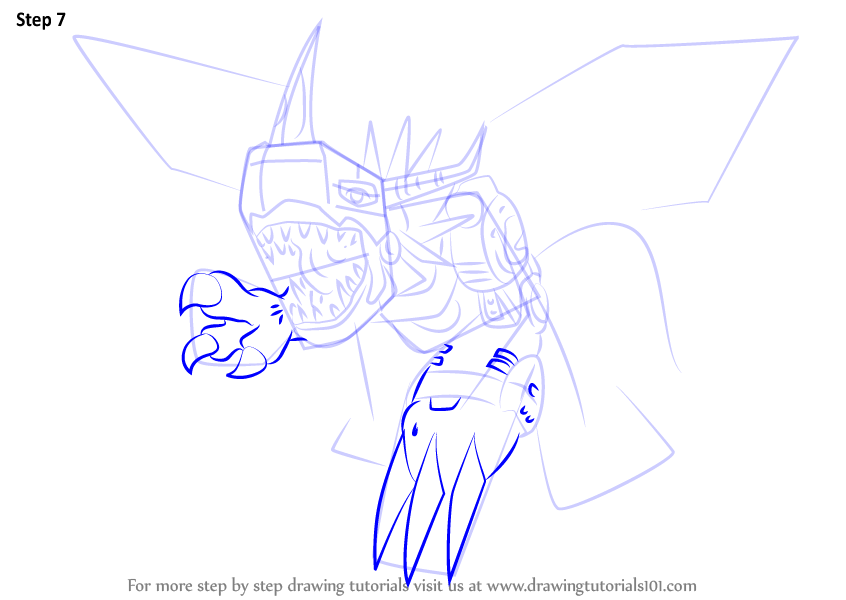 How to Draw MetalGreymon Vaccine from Digimon (Digimon) Step by Step ...