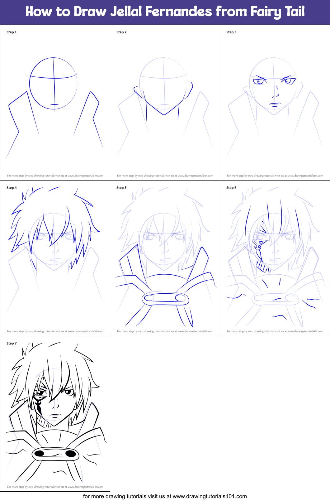 How to Draw Jellal Fernandes from Fairy Tail (Fairy Tail) Step by Step ...
