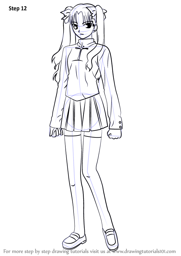 How to Draw Rin Tohsaka from Fate-stay night (Fate-stay night) Step by ...