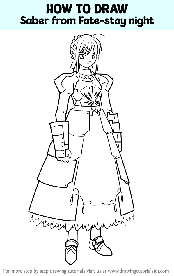 How to Draw Saber from Fate-stay night (Fate-stay night) Step by Step ...
