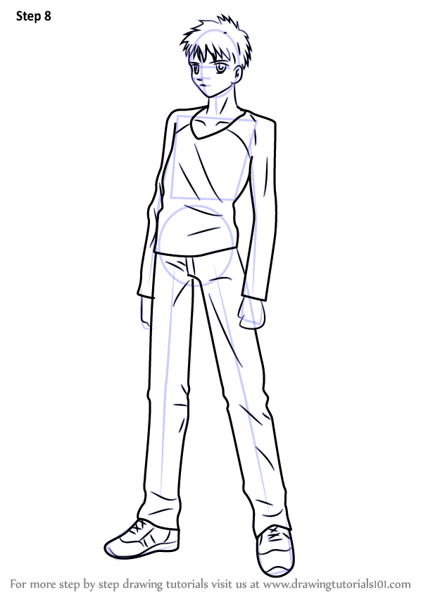 How to Draw Shirou Emiya from Fate-stay night (Fate-stay night) Step by ...