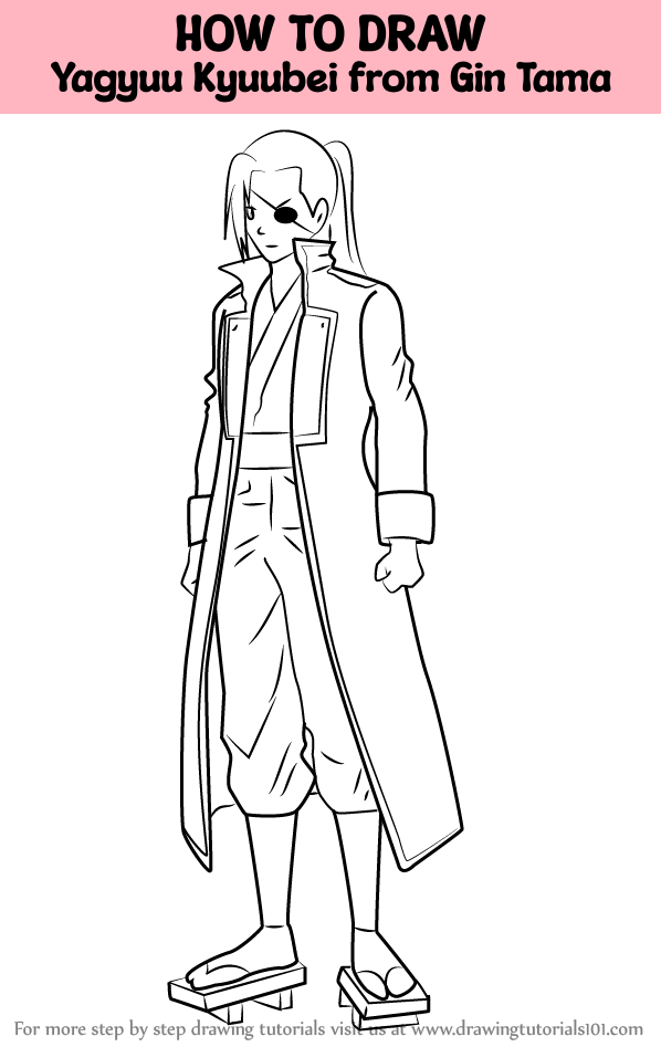How to Draw Yagyuu Kyuubei from Gin Tama (Gin Tama) Step by Step ...