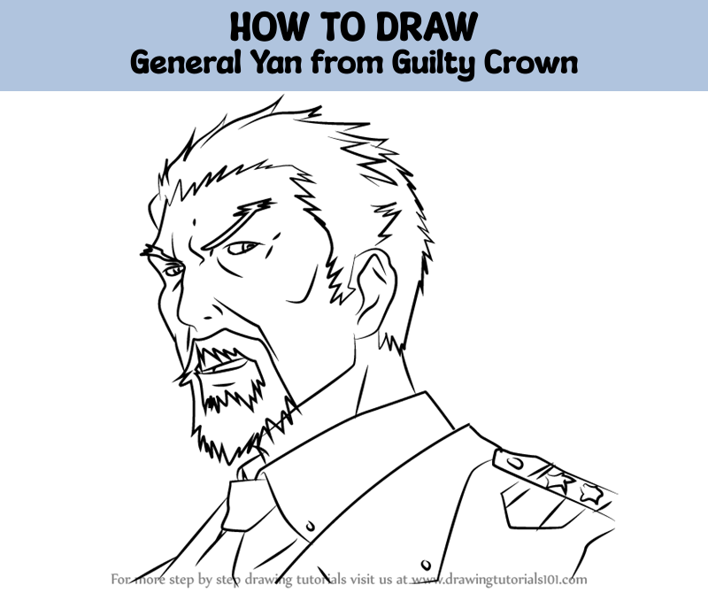 How to Draw General Yan from Guilty Crown (Guilty Crown) Step by Step ...