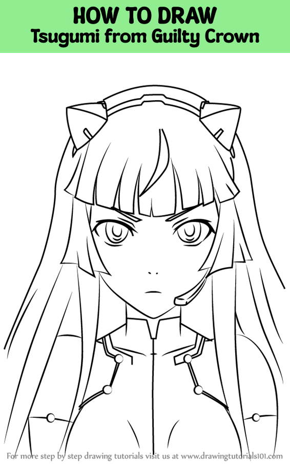 How to Draw Tsugumi from Guilty Crown (Guilty Crown) Step by Step ...