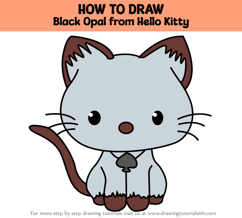 How to Draw Black Opal from Hello Kitty (Hello Kitty) Step by Step ...