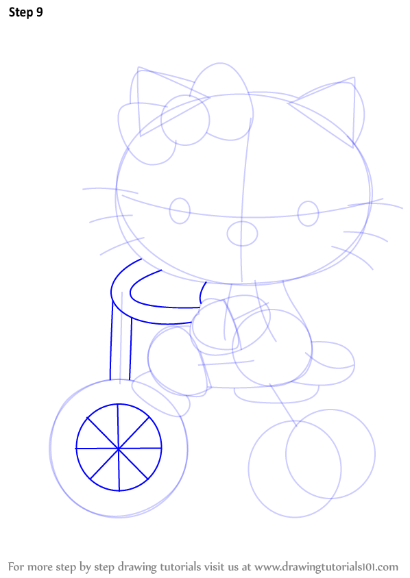 How to Draw Hello Kitty on Tricycle (Hello Kitty) Step by Step ...
