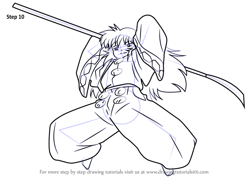 How to Draw Angry Hakudoshi from Inuyasha (Inuyasha) Step by Step ...