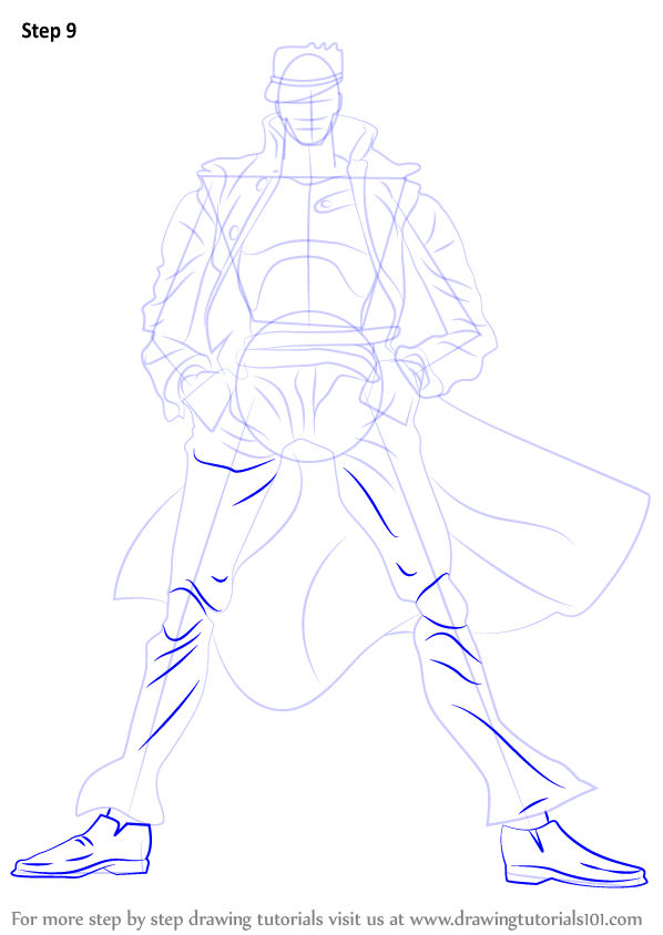 How to Draw Jotaro Kujo from Jojo (JoJo's Bizarre Adventure) Step by Step | DrawingTutorials101.com