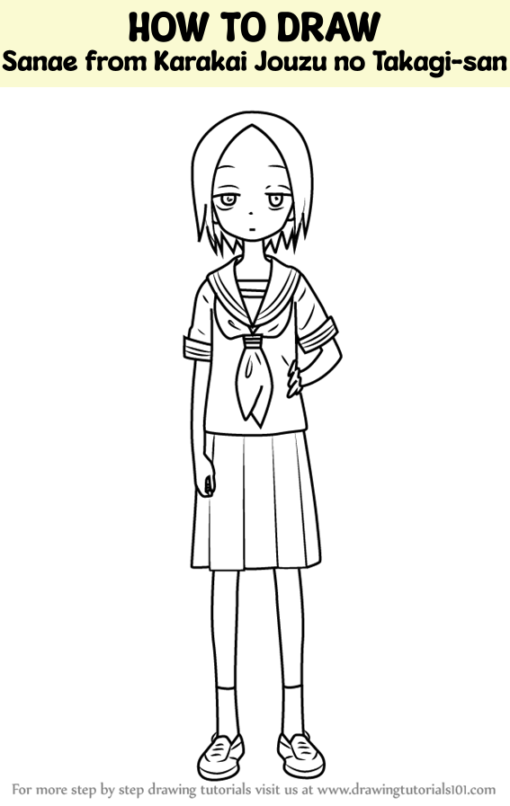 How to Draw Sanae from Karakai Jouzu no Takagi-san (Karakai Jouzu no ...
