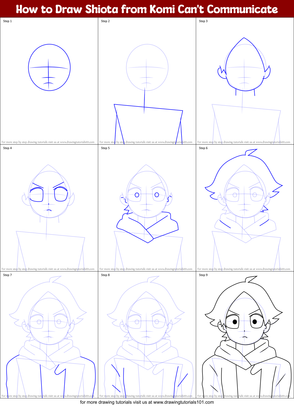 How to Draw Shiota from Komi Can't Communicate (Komi Can't Communicate ...