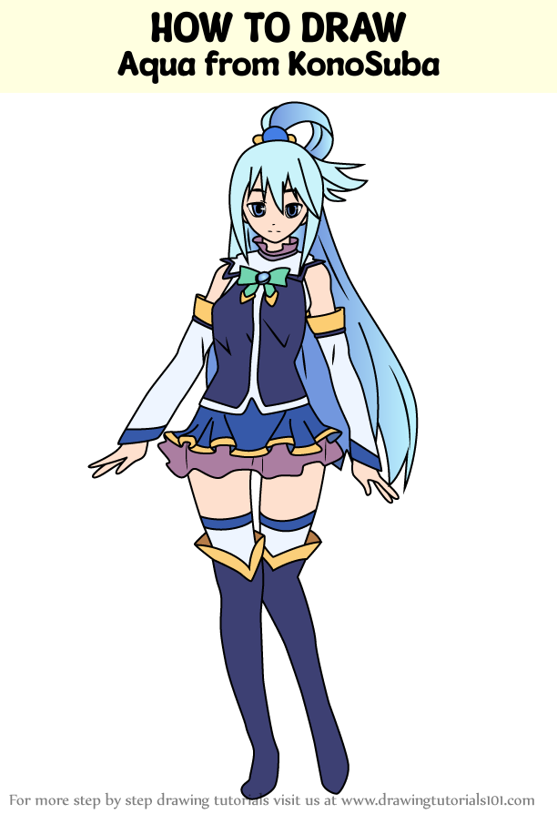 How to Draw Aqua from KonoSuba (KonoSuba) Step by Step ...