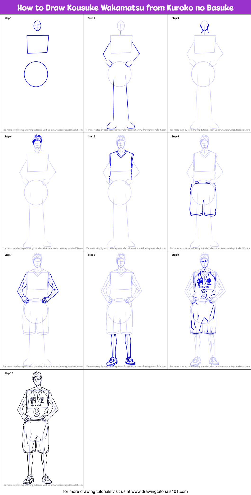 How to Draw Kousuke Wakamatsu from Kuroko no Basuke (Kuroko no Basuke ...