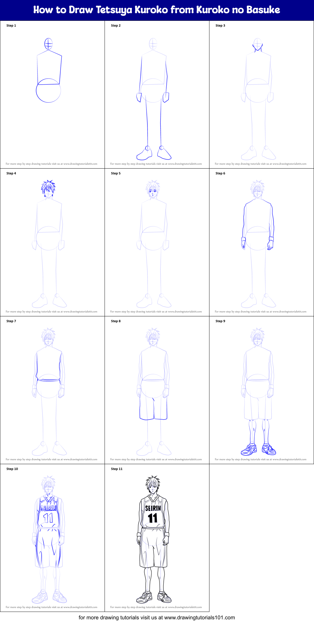 How to Draw Tetsuya Kuroko from Kuroko no Basuke (Kuroko no Basuke ...