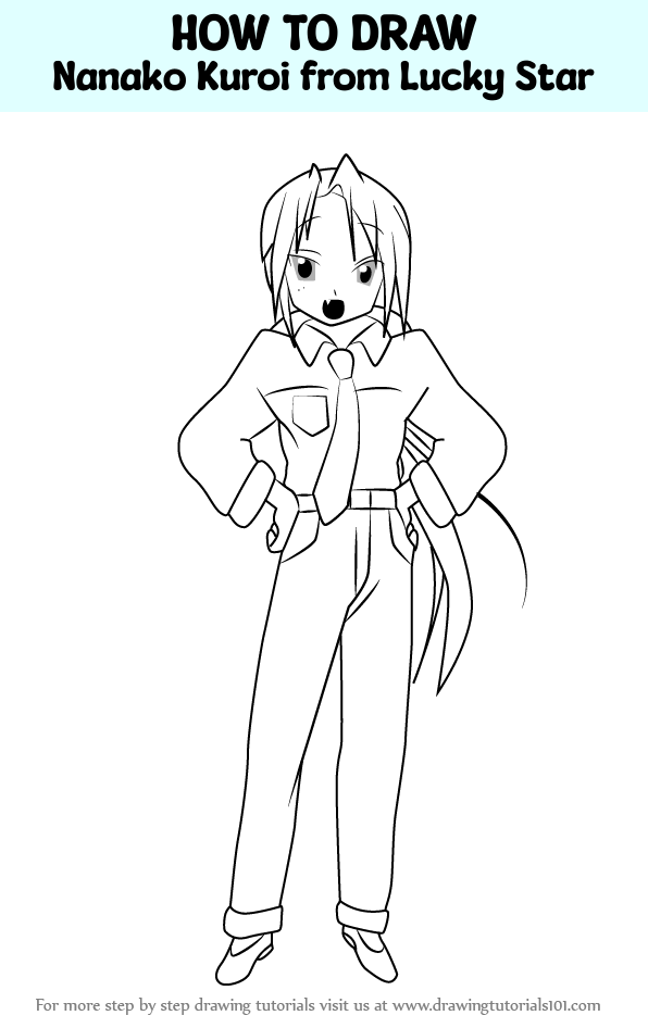 How to Draw Nanako Kuroi from Lucky Star (Lucky Star) Step by Step ...