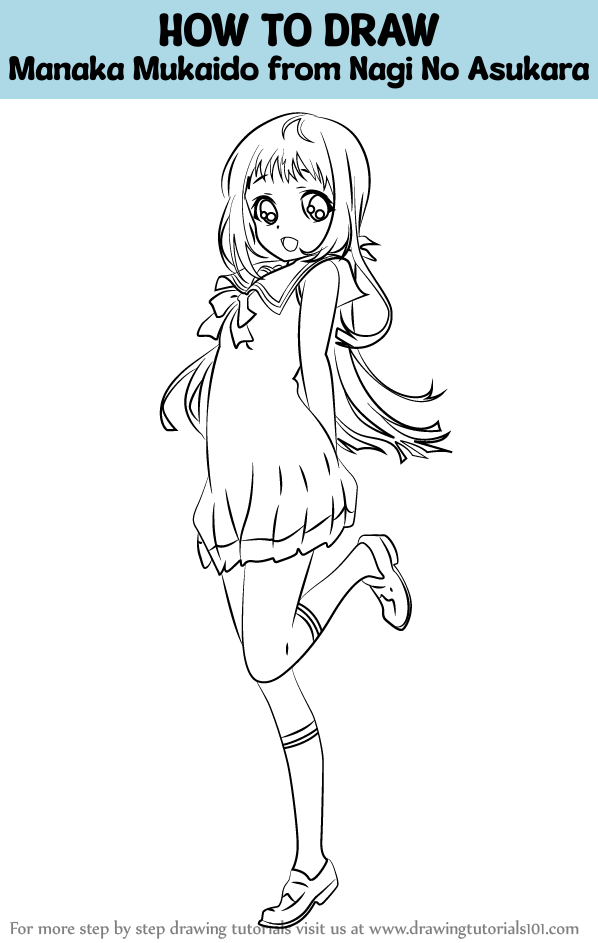 How to Draw Manaka Mukaido from Nagi No Asukara (Nagi No Asukara) Step ...