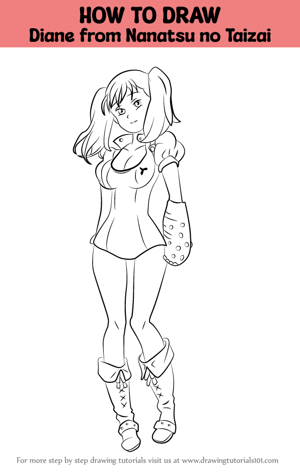 How to Draw Diane from Nanatsu no Taizai (Nanatsu no Taizai) Step by ...