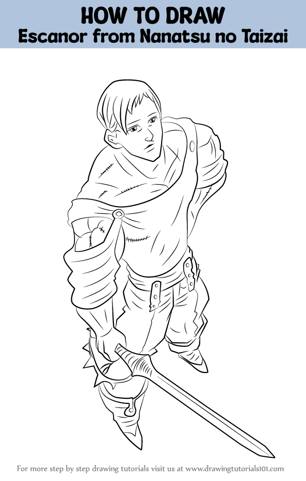 How to Draw Escanor from Nanatsu no Taizai (Nanatsu no Taizai) Step by ...
