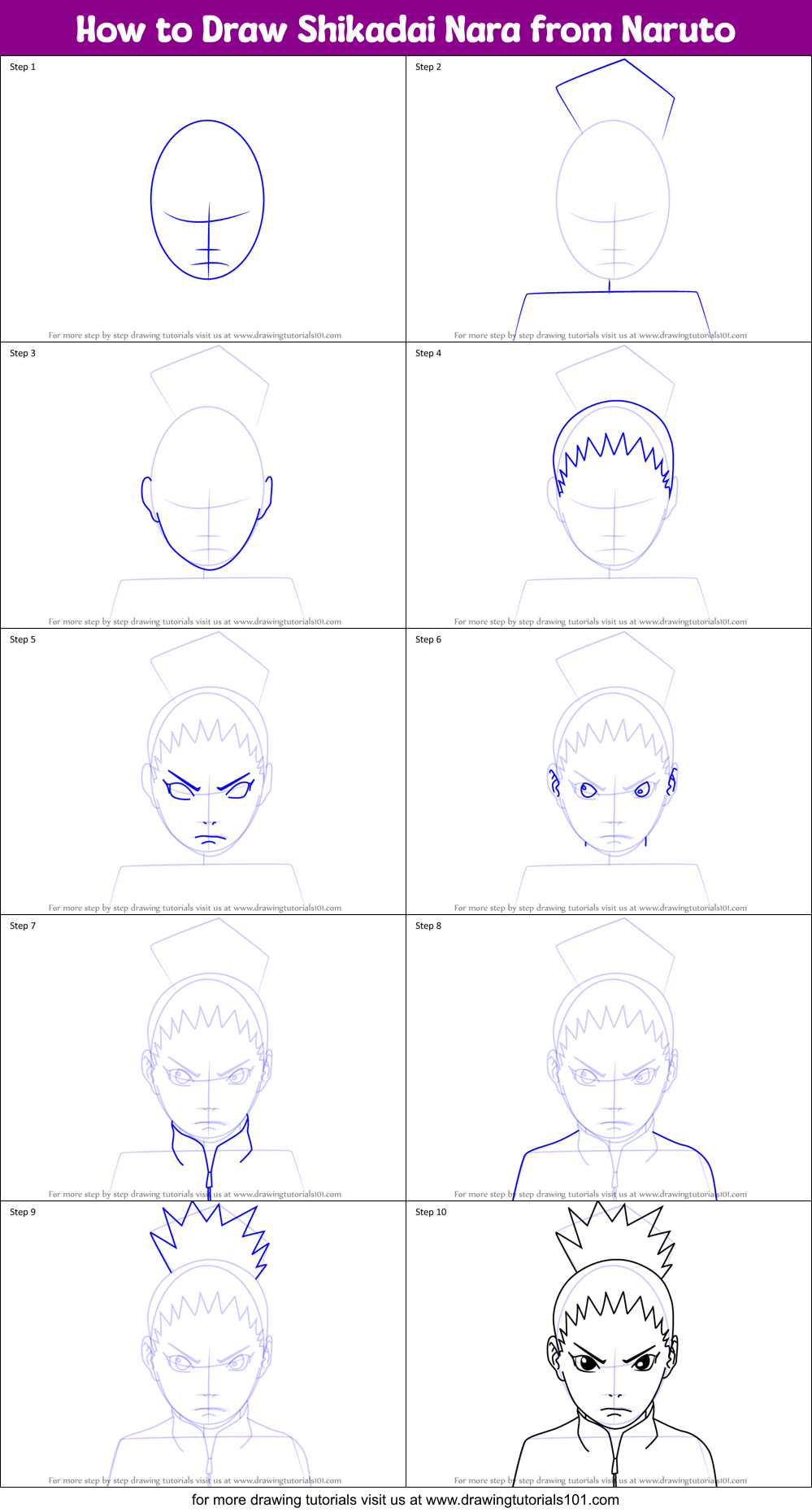 How to Draw Shikadai Nara from Naruto (Naruto) Step by Step ...