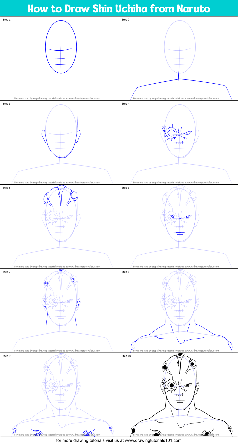 How to Draw Shin Uchiha from Naruto (Naruto) Step by Step ...
