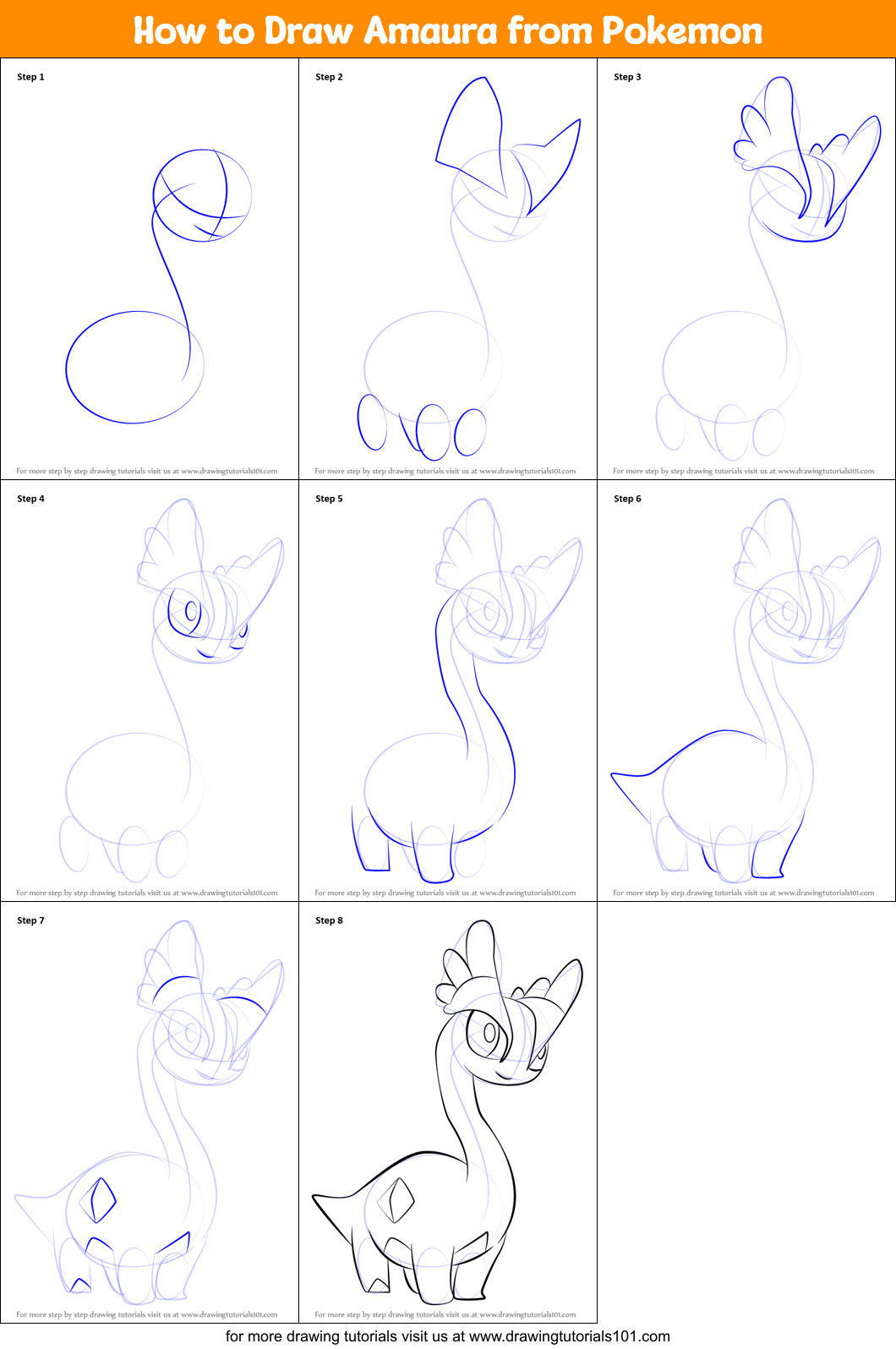 How to Draw Amaura from Pokemon (Pokemon) Step by Step ...