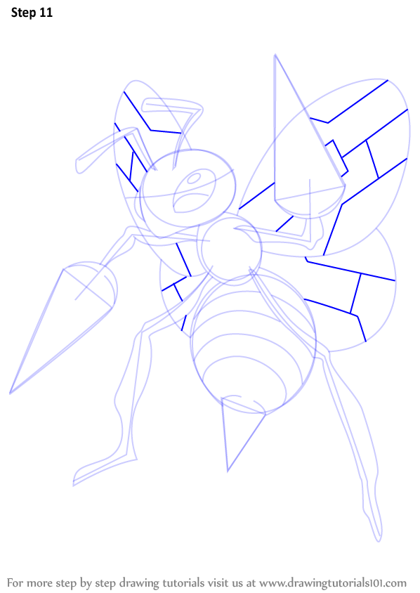 How to Draw Beedril from Pokemon (Pokemon) Step by Step | DrawingTutorials101.com