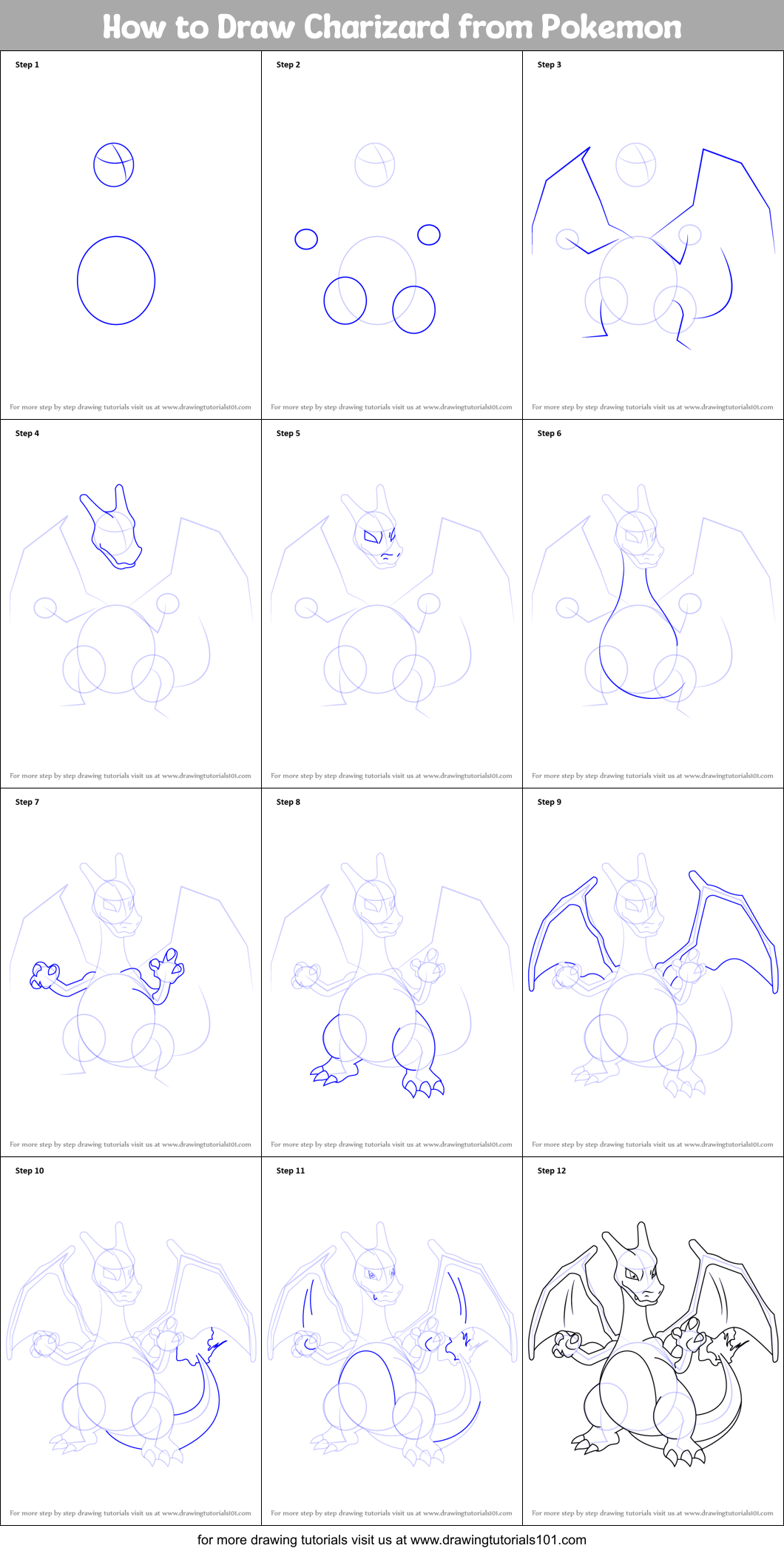 How To Draw Charizard From Pokemon Pokemon Step By Step How To Draw Charizard From Pokemon Pokemon Step By Step