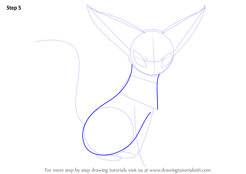 How to Draw Espeon from Pokemon (Pokemon) Step by Step | DrawingTutorials101.com