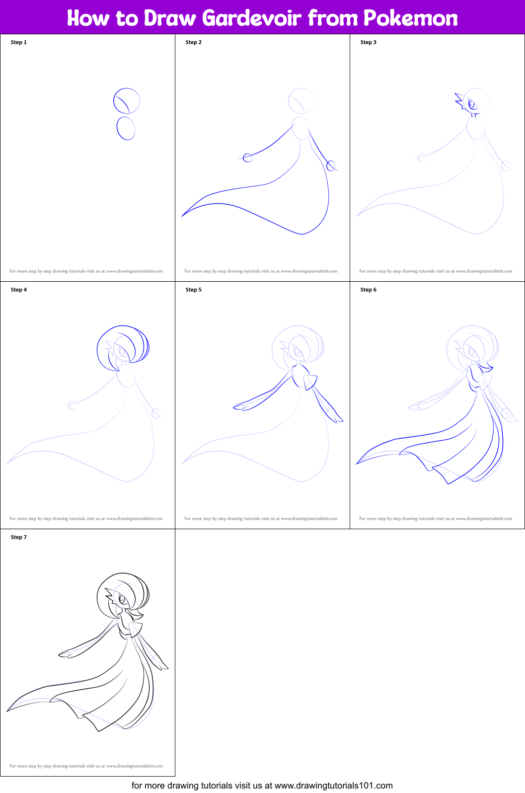 How to Draw Gardevoir from Pokemon (Pokemon) Step by Step ...