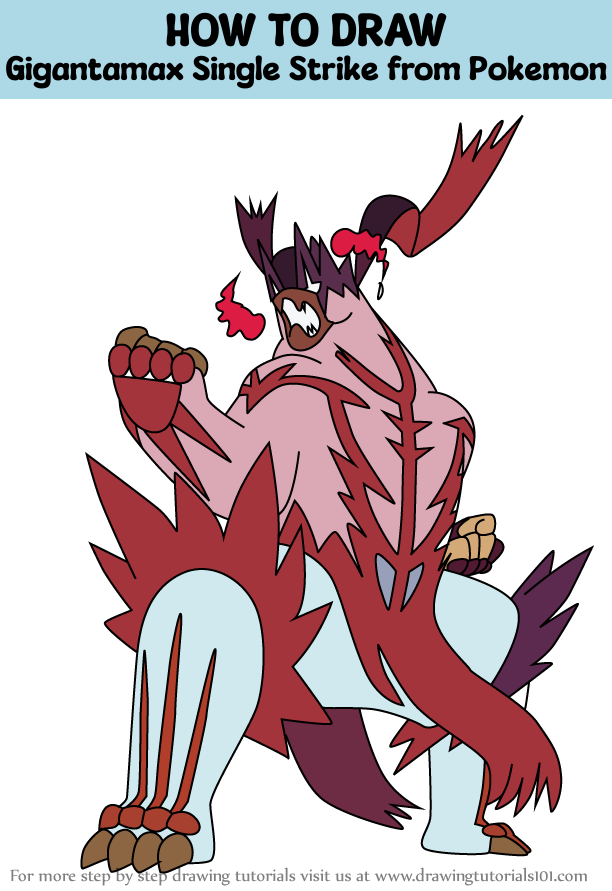 How to Draw Gigantamax Single Strike from Pokemon (Pokemon) Step by Step | DrawingTutorials101.com
