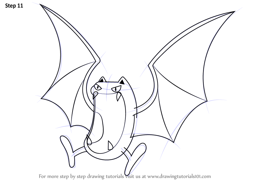 How to Draw Golbat from Pokemon (Pokemon) Step by Step | DrawingTutorials101.com
