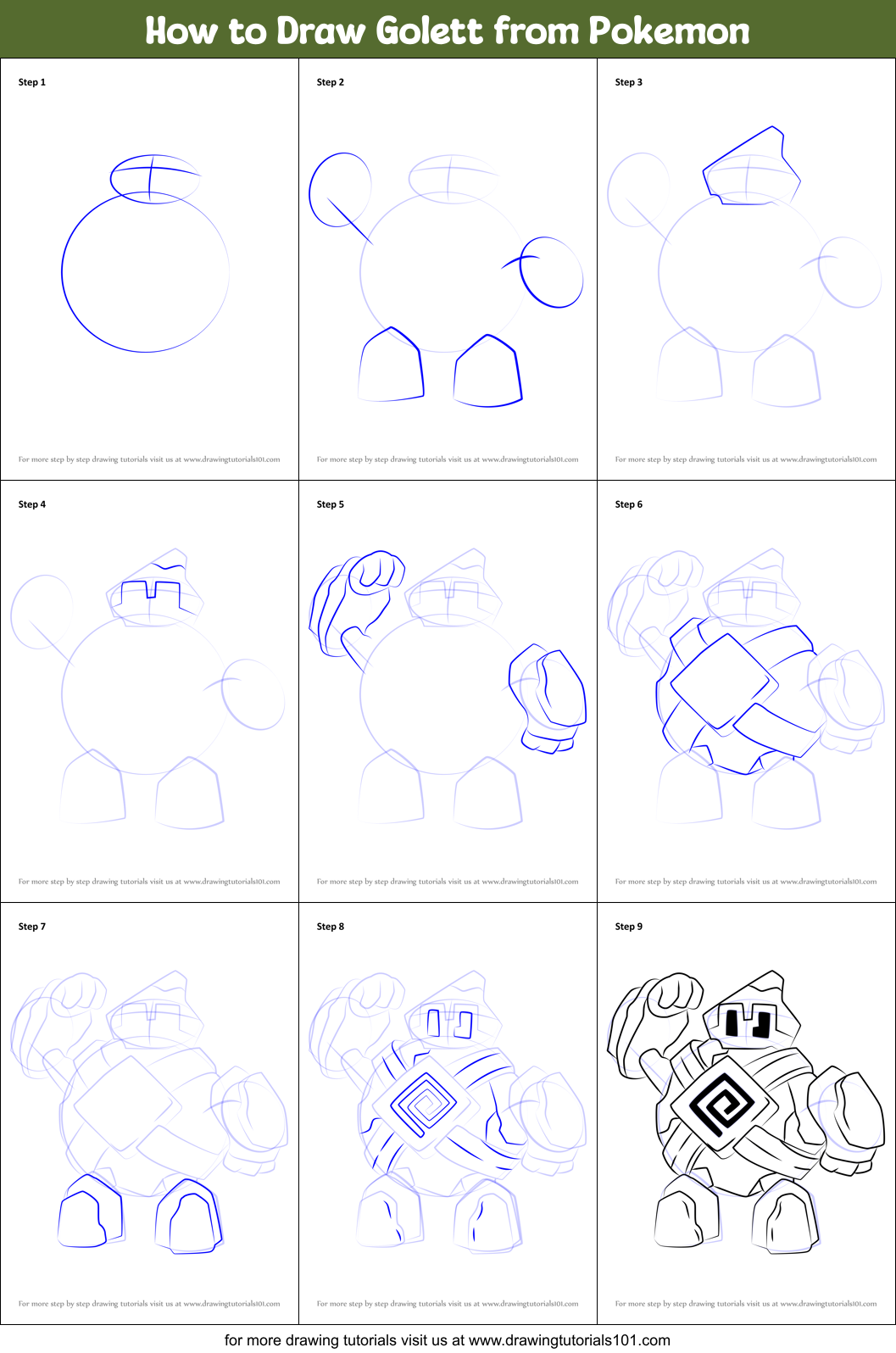 How to Draw Golett from Pokemon (Pokemon) Step by Step ...